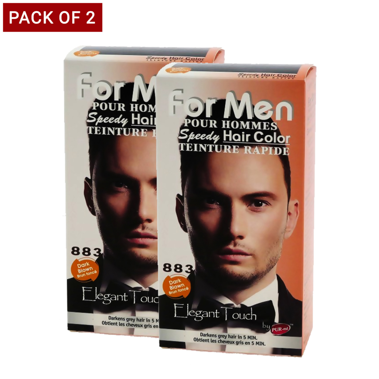 Pur-Est Hair Color, Men Dark Brown #883, 0.13kg - Pack of 2 - Walmart.com