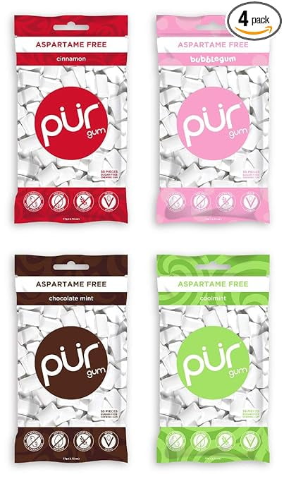 PUR, Pur Gum Variety Pack, 55 Pieces per Flavor, Cool Mint, Chocolate ...