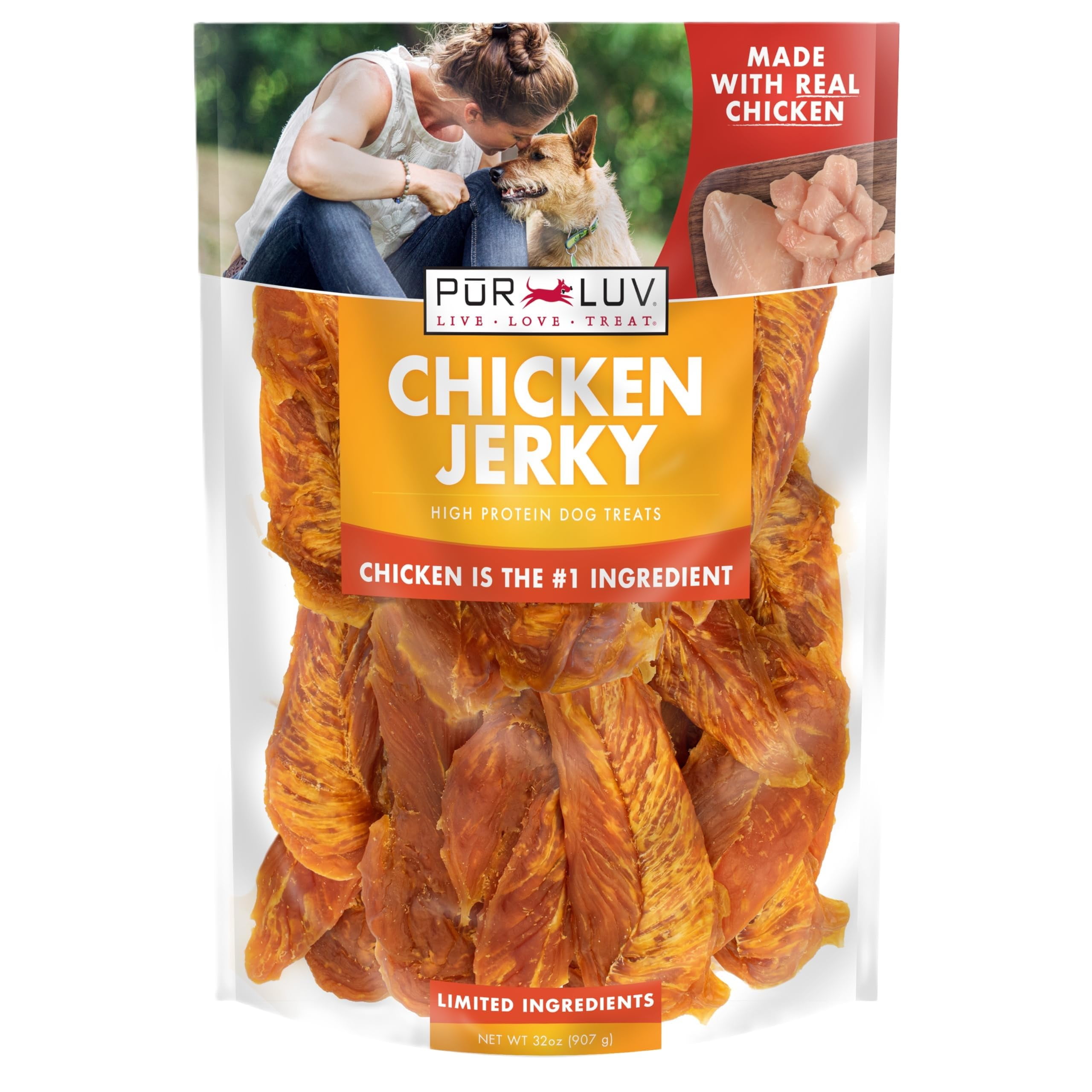 Pur Luv Dog Treats, MMF7 Chicken Jerky for Dogs, Made with 100% Real ...