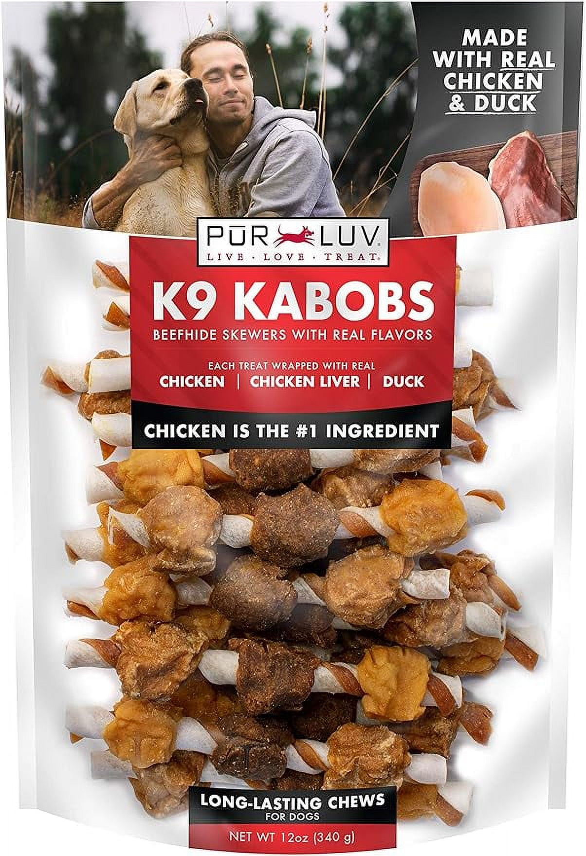 Pur Luv K9 Kabob Real Chicken and Duck Dog Treats, Flavor, Made with ...