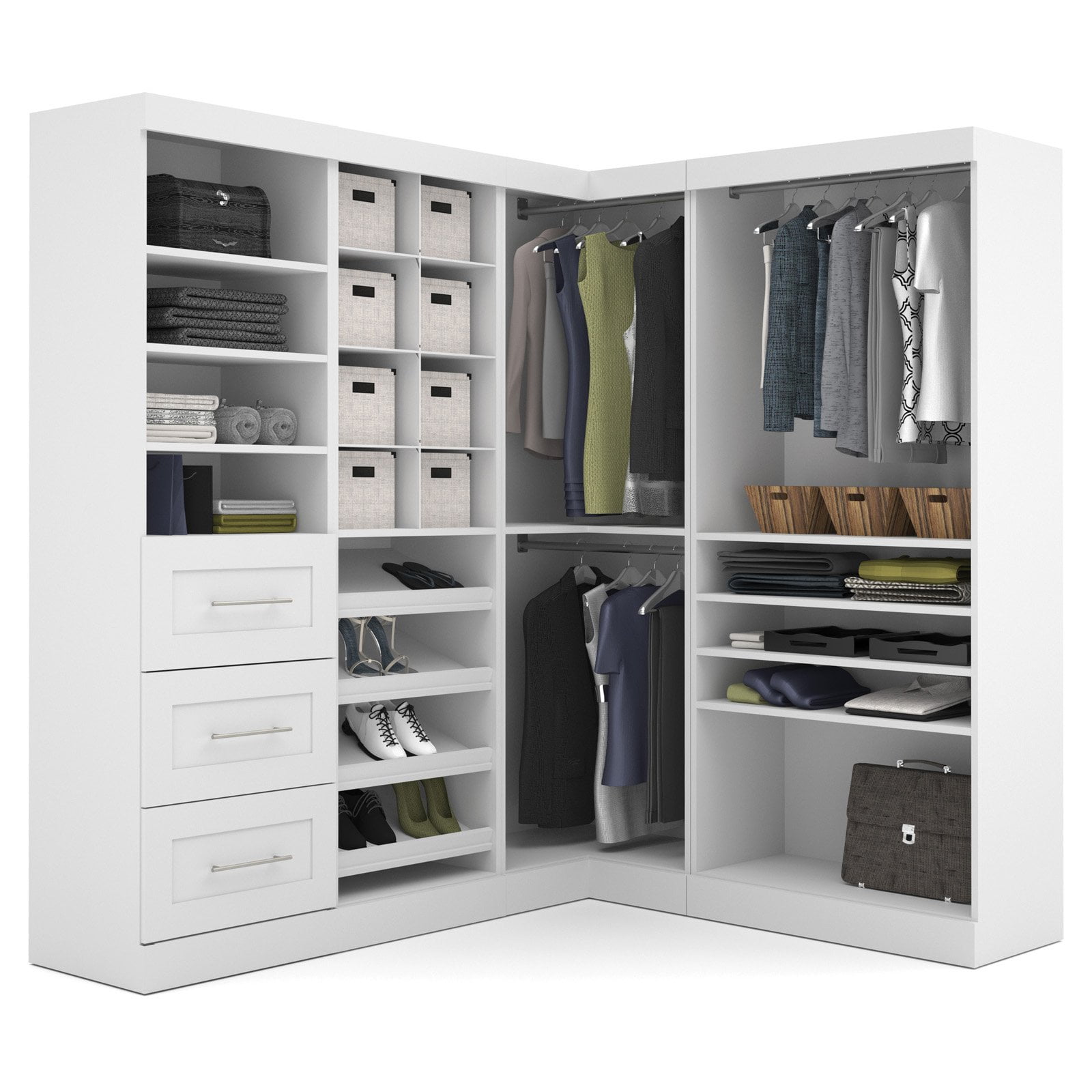 Bestar Pur 83W Walk-In Closet Organizer in White - Engineered Wood ...