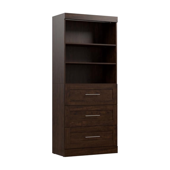 Pur by Bestar 36" storage unit with 3-drawer set in Chocolate - Walmart.com