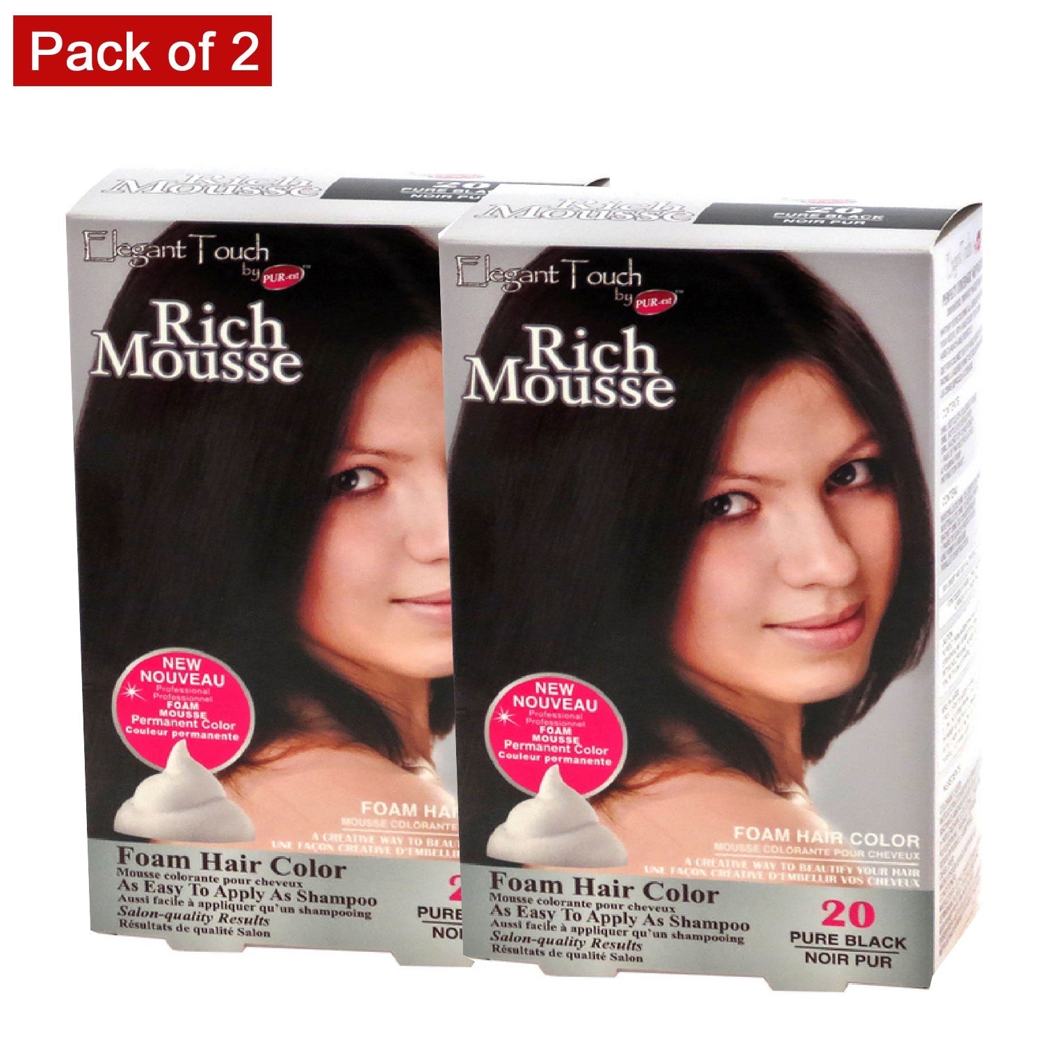 Pur-est Foam Hair Color,#20 Elegant Touch Pure Black by PUR-est - Pack ...