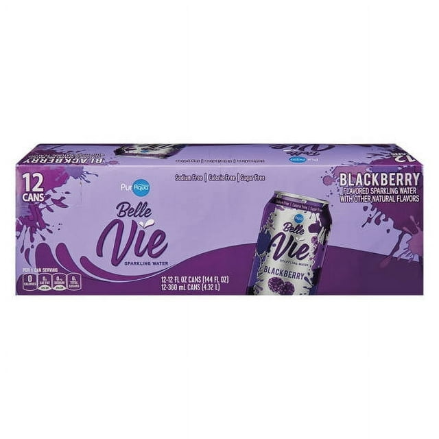 PurAqua Blackberry Belle Vie Sparkling Flavored Water - 12 pack, 12 fl ...