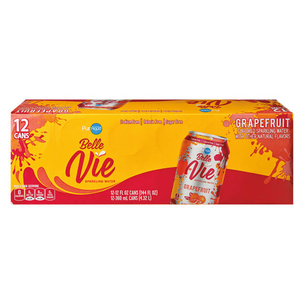 PurAqua Grapefruit Belle Vie Sparkling Flavored Water - 12 pack, 12 fl oz - Walmart.com