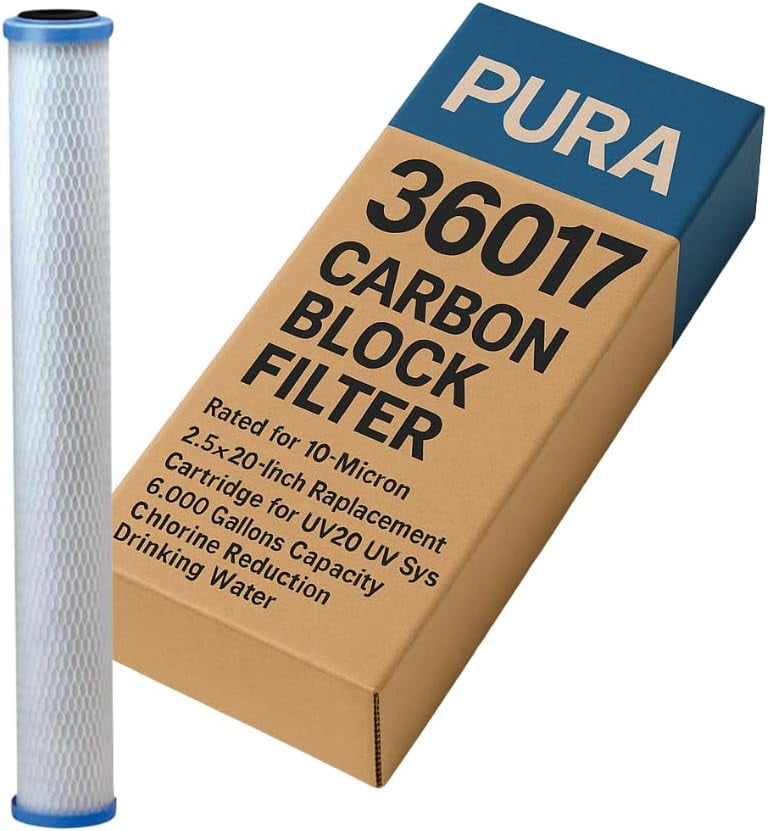 Pura 36017 10-Micron Carbon Block Filter Cartridge, 2.5 × 20, Fits UV20 ...