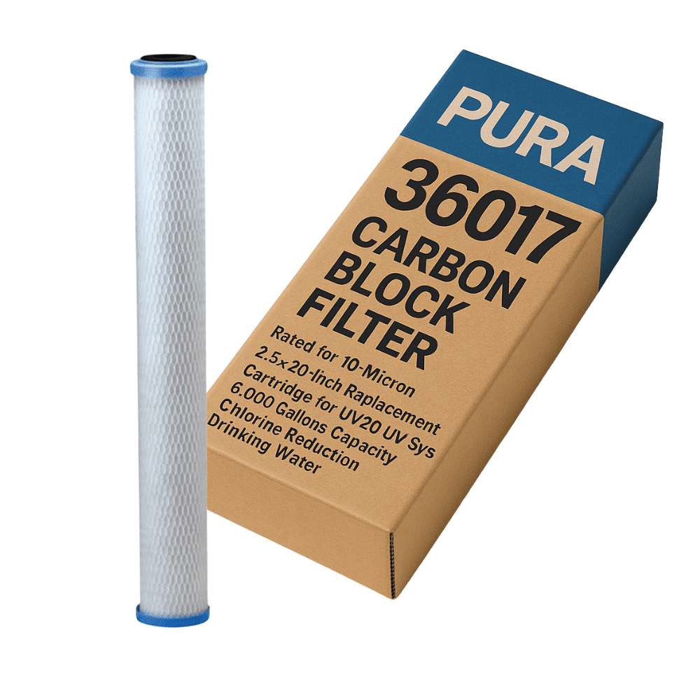 Pura 36017 10-Micron Carbon Block Filter Cartridge, 2.5 × 20, Fits UV20 ...