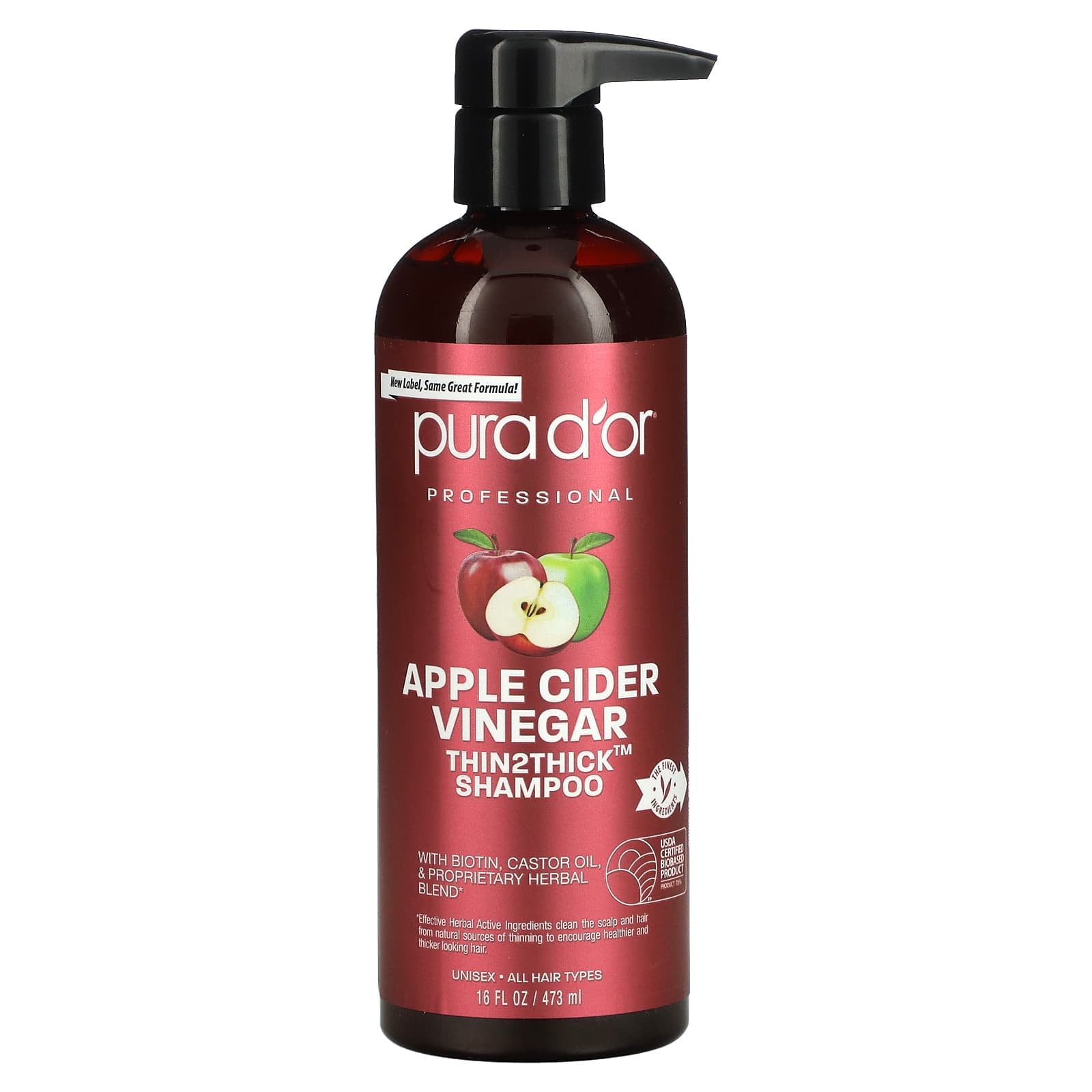 Pura D'or Apple Cider Vinegar Thin2Thick Shampoo -- 16 fl oz Pack of 3 ...