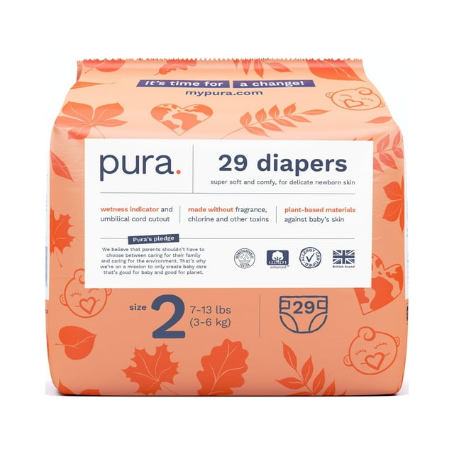 Pura Sensitive Soft Sustainable Baby Diapers Size 2, 29 Count (Choose ...