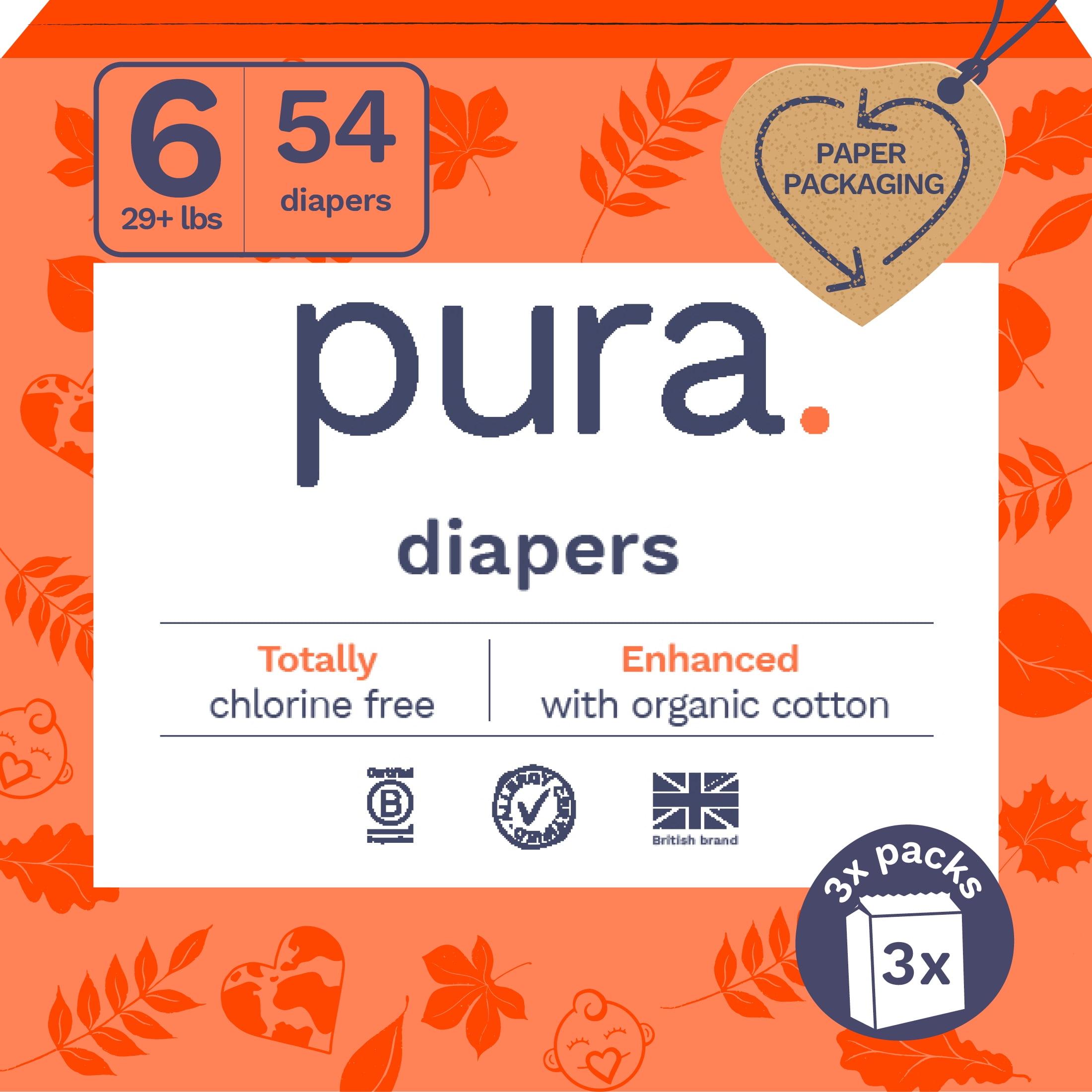 Pura Sensitive Soft Sustainable Baby Diapers Size 6, 54 Count (Choose ...