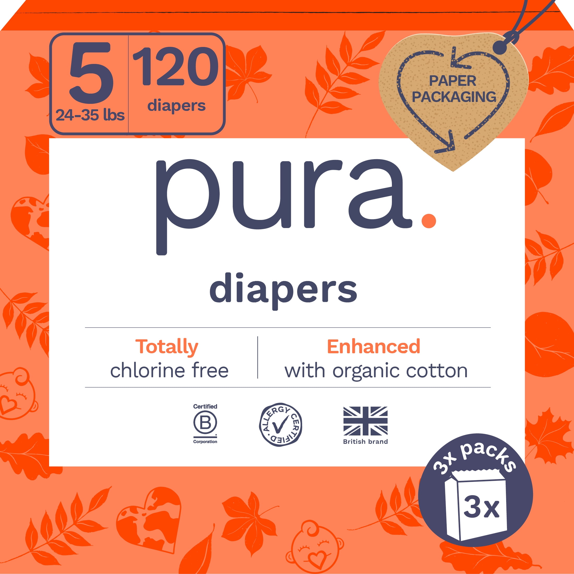 Pura Sensitive, Sustainable Baby Diapers Size 5, 120 Count, Soft & Eco ...
