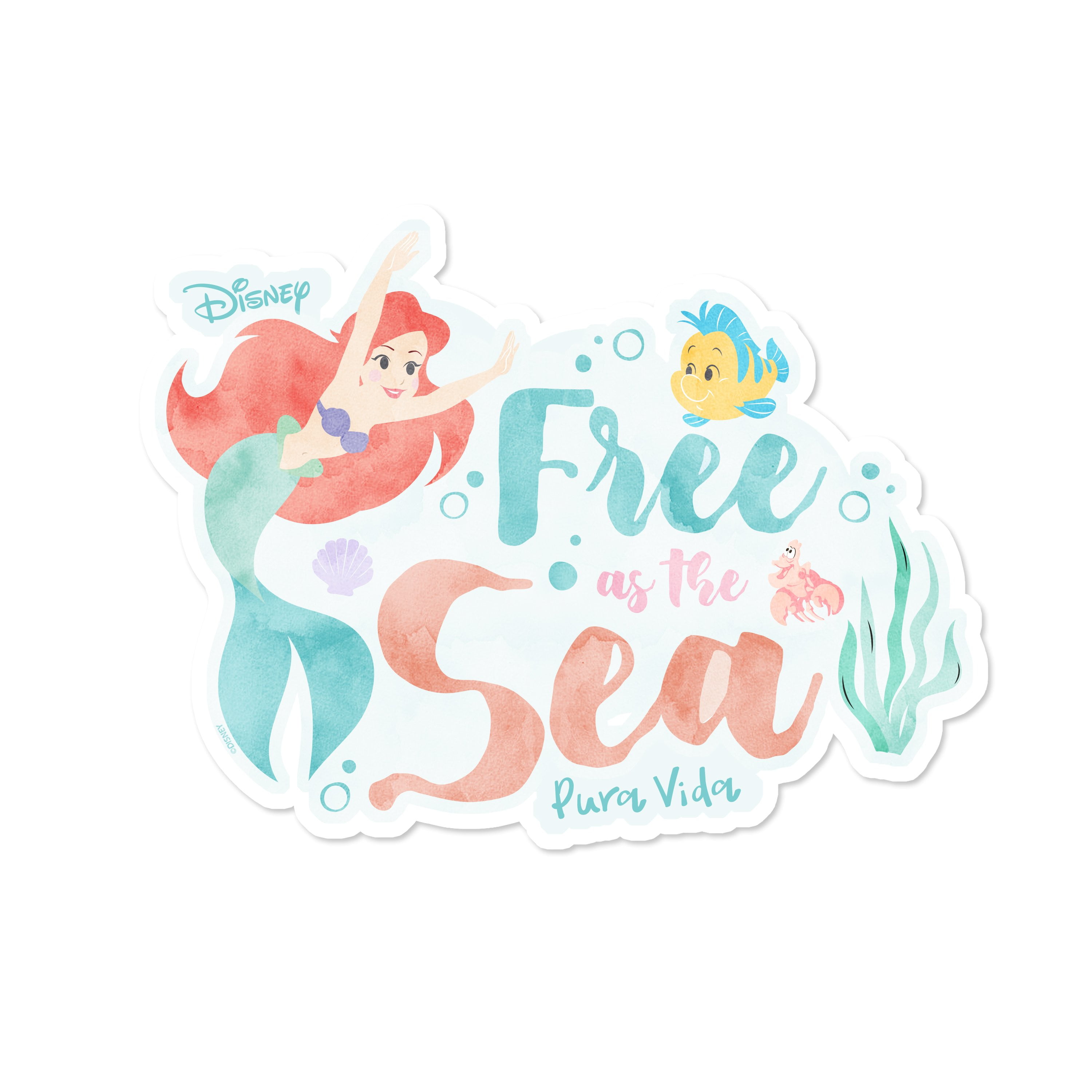 Pura Vida Disney Ariel Free at Sea Sticker - Stylish Design, Adhesive ...