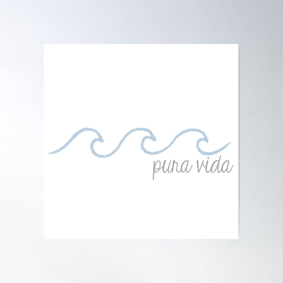 Pura Vida Wave In Cursive Poster Wall Art, Modern Wall Decor For Living ...