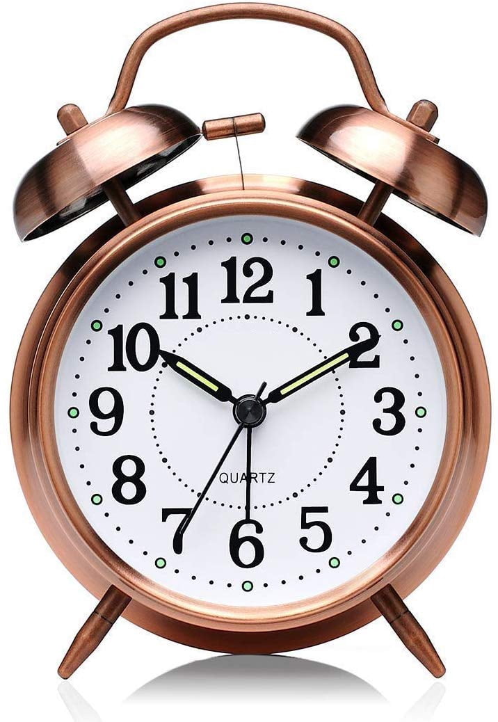 Purabelle Metal Vintage Look Twin Bell Table WindUp Alarm Clock with ...