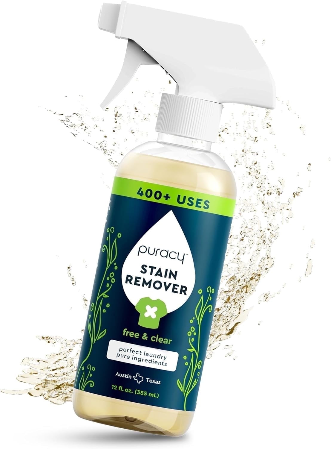 Puracy Laundry Stain Remover Spray - Effective Spot Cleaner, 12oz ...