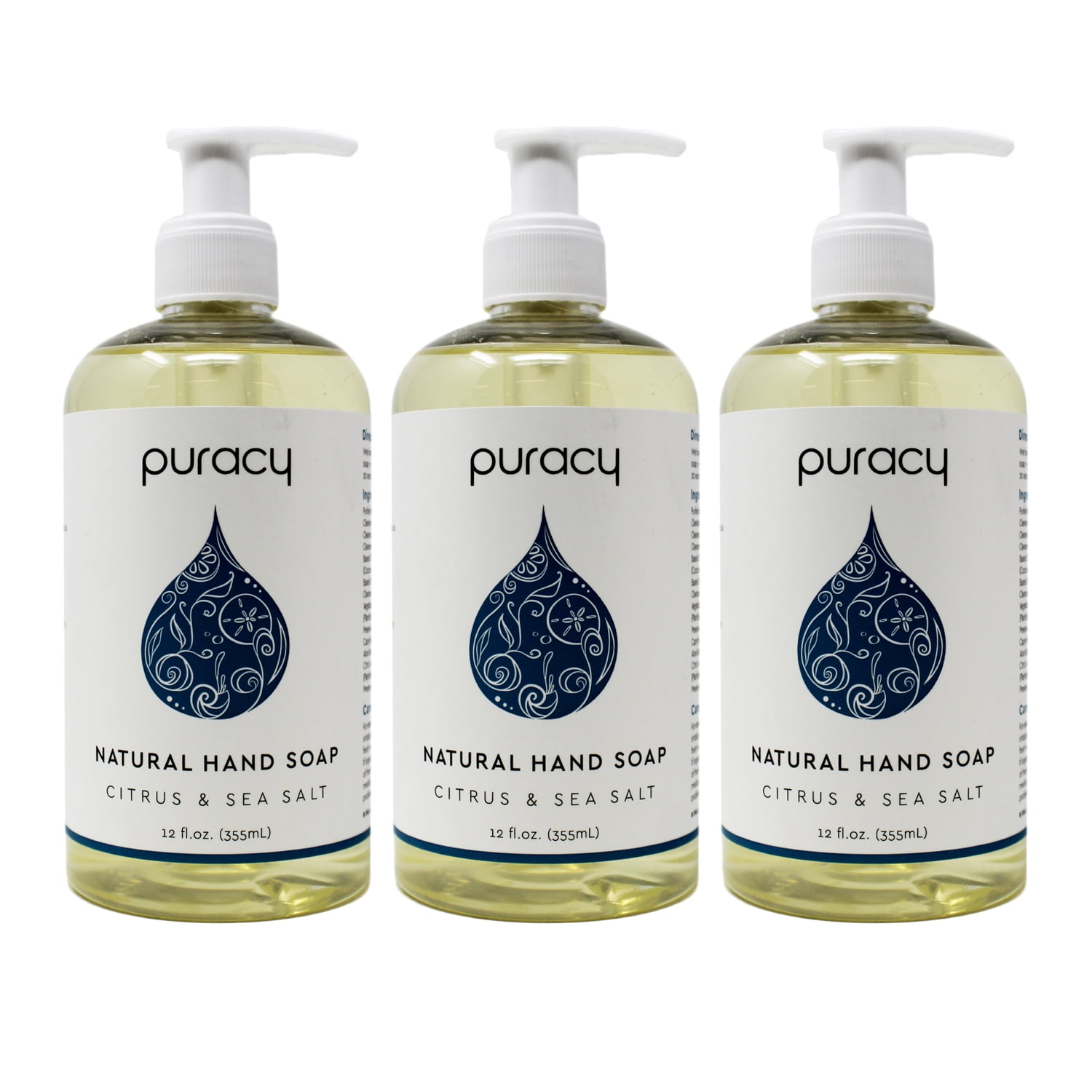 Puracy Natural Liquid Hand Soap Citrus & Sea Salt 3 x 12oz - Walmart.com