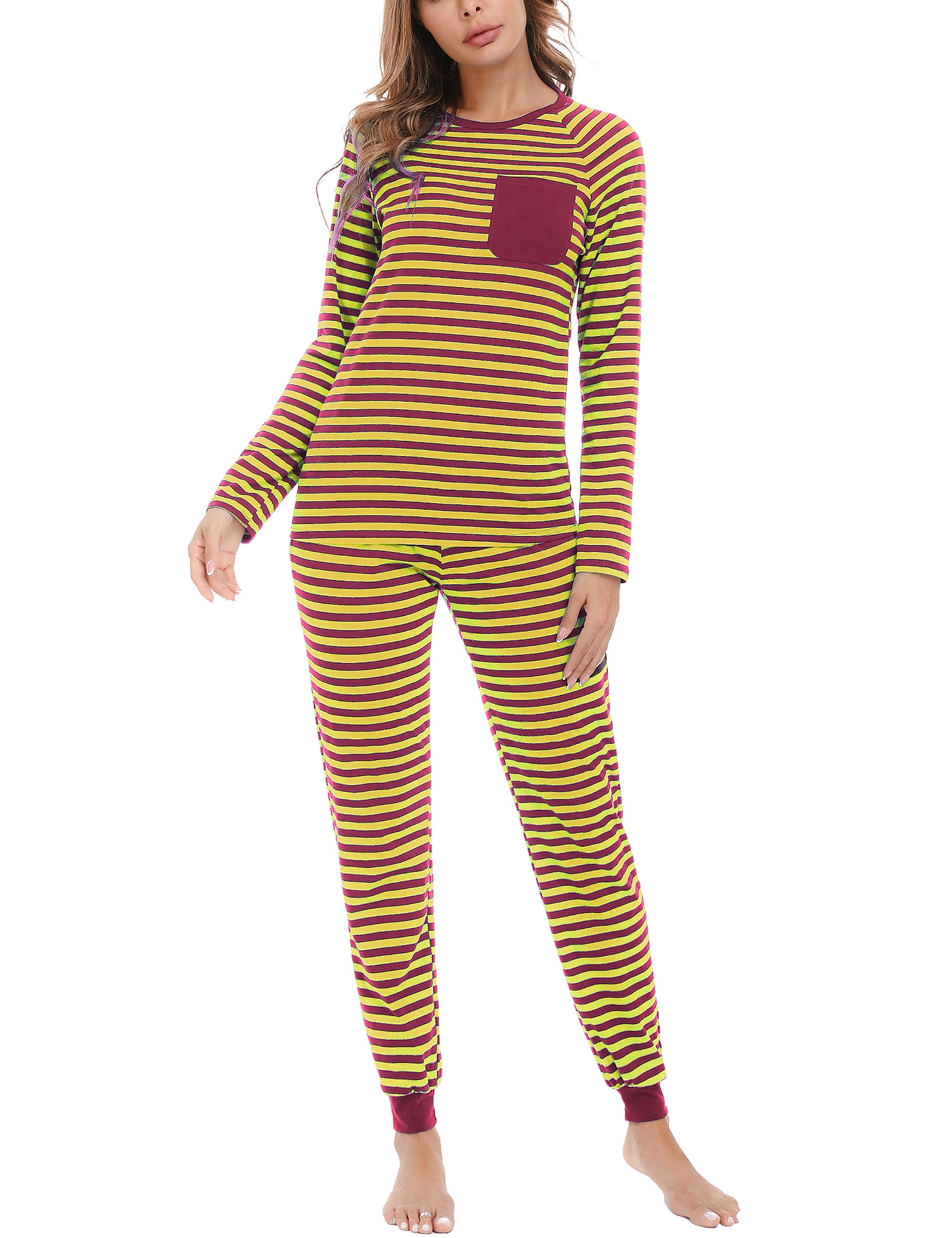 Purcoar Christmas Pajamas for Family Stripe Sleepwear Sets Women S-XXL ...