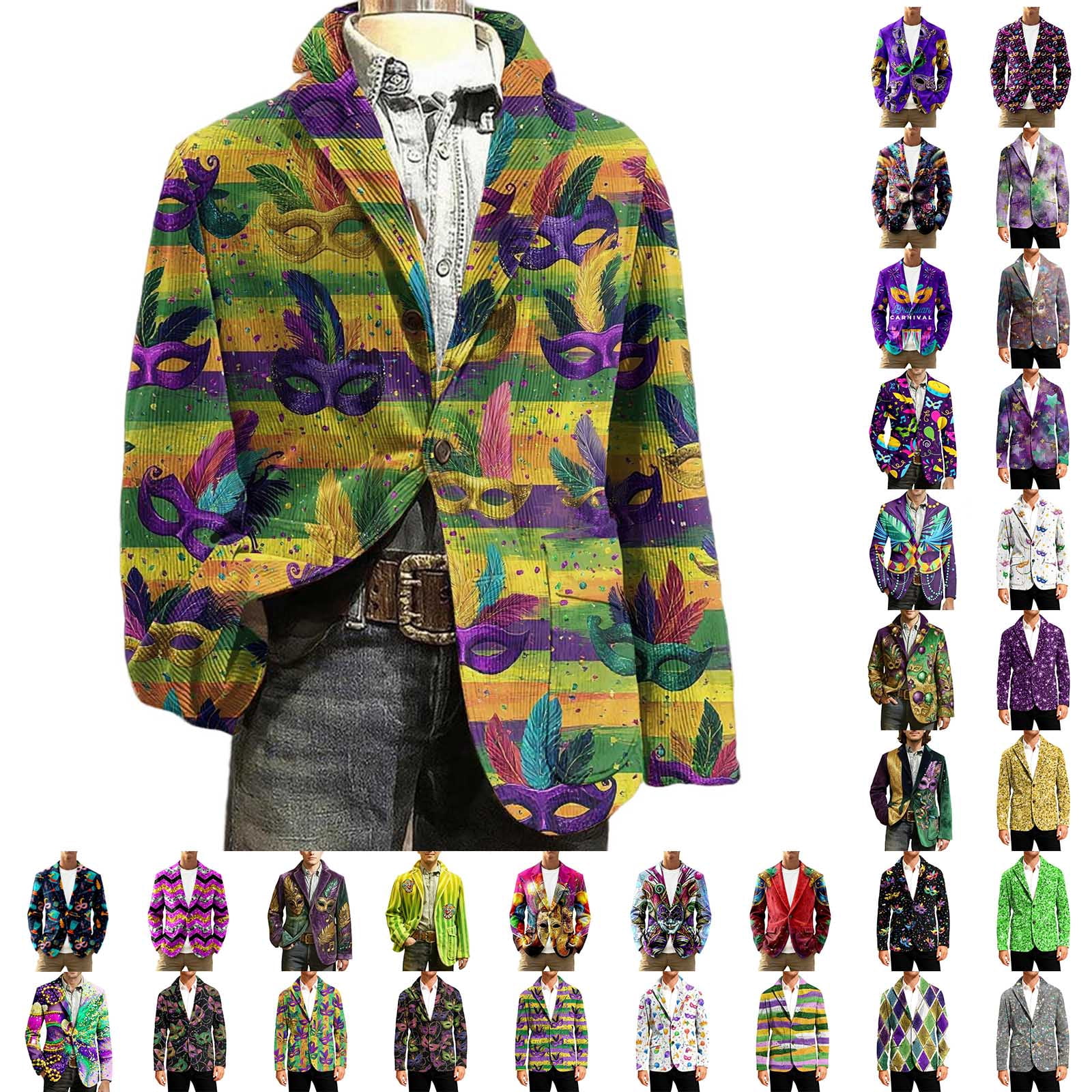 Purcolt Men's Carnival Blazer Jacket Dressy Casual Lapel Collared ...