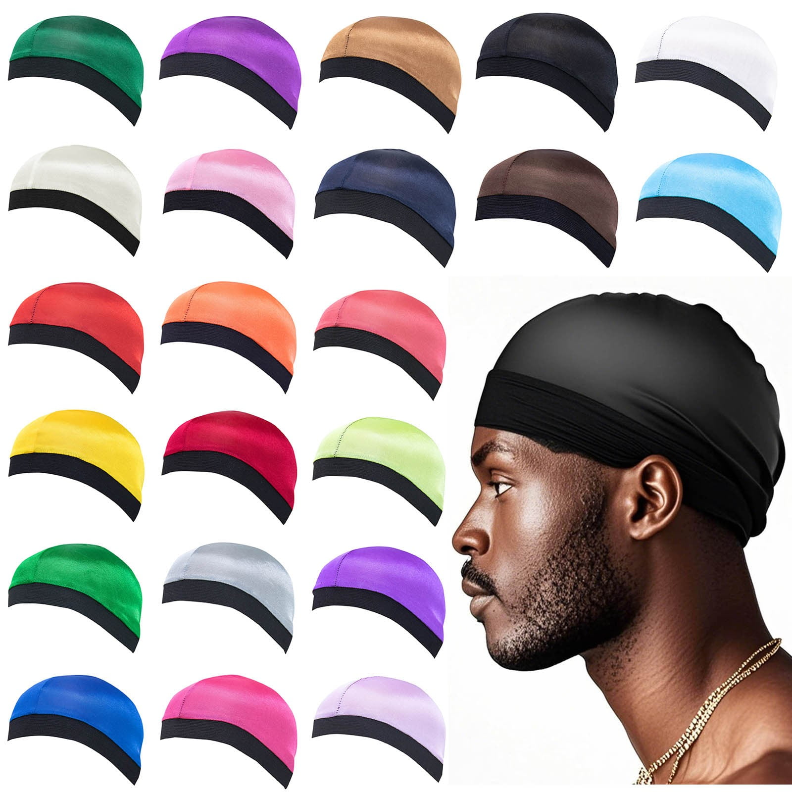 Purcolt Skull Caps for Men Soft Durag Headwrap Comfortable Breathable ...