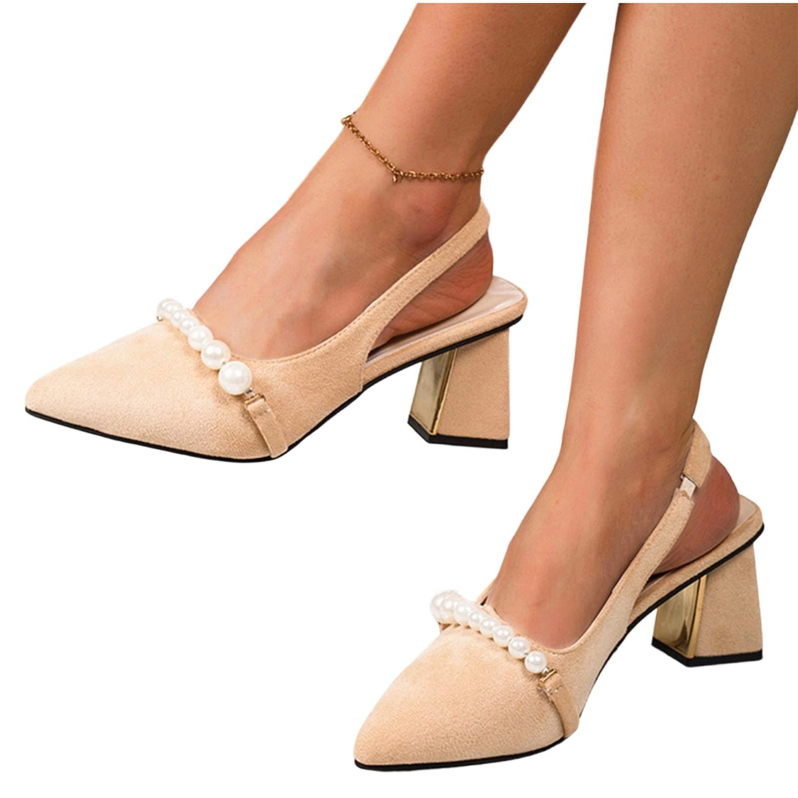 Purcolt Women's Slingback Kitten Heels Dress Shoes Dressy Pointed Toe ...