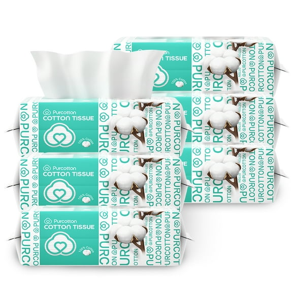 Purcotton Facial Tissue - USA Cotton Dry Wipes, 600 Count ,Disposable ...