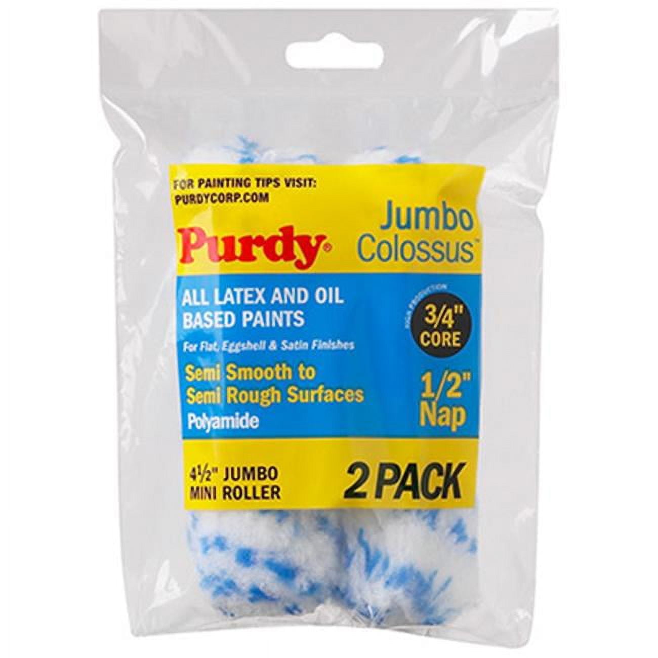Purdy 140624033 Colossus Jumbo Mini Roller Cover - 2 Pack - Walmart.com