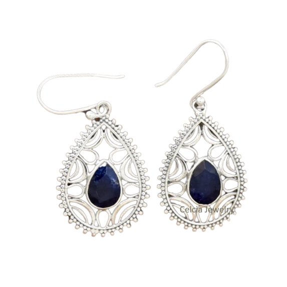 Pure 925 Sterling Silver Dangle Teardrop Earrings For Women, Natural ...