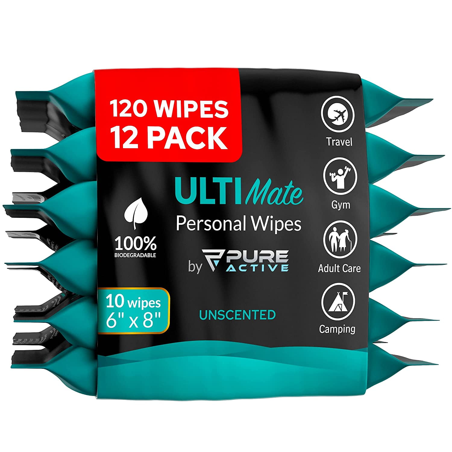 Pure Active Ultimate Biodegradable Wipes, Body & Face, Men's After Gym ...