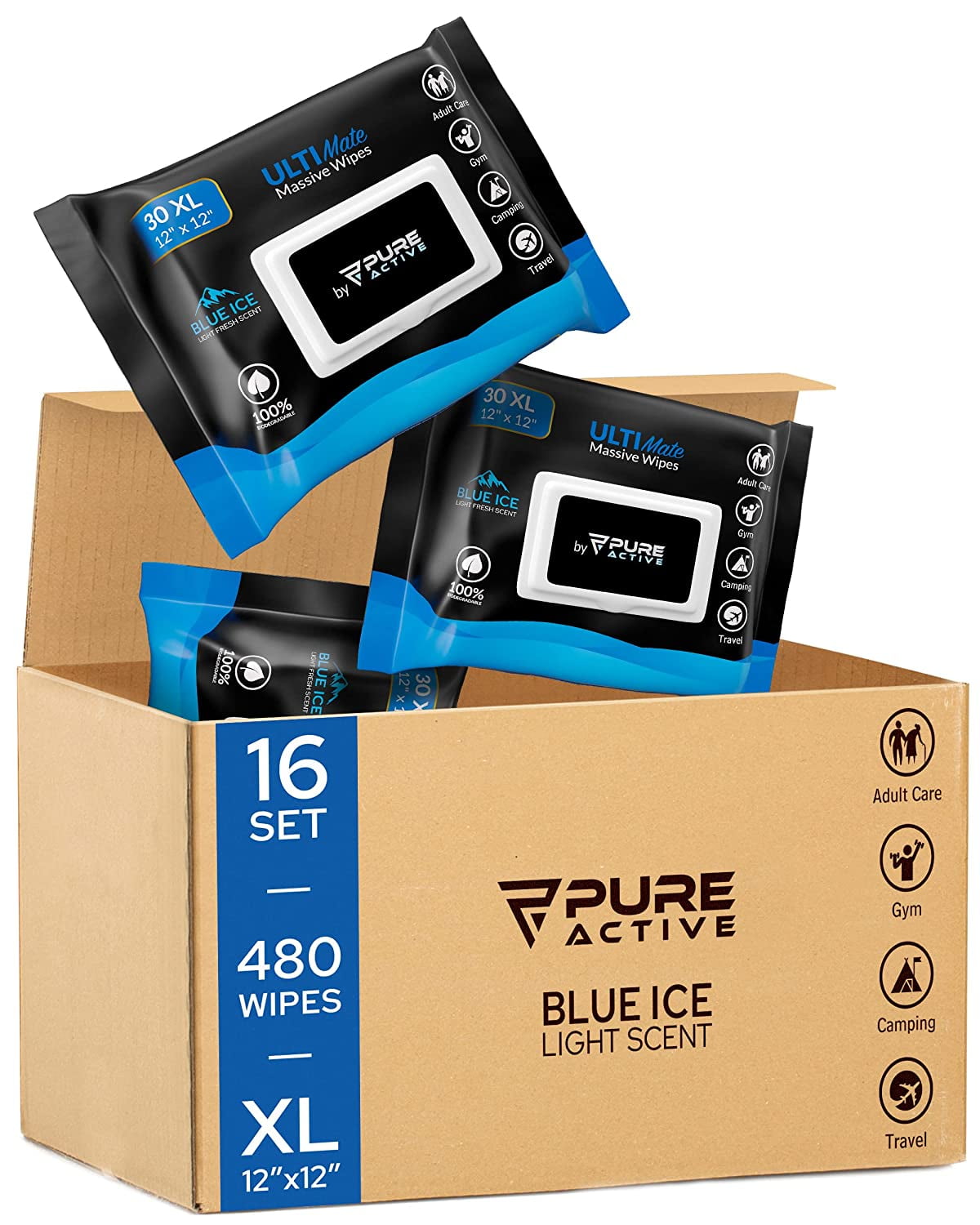 Pure Active Ultimate Shower Body and Face Wipes, Biodegradable Personal ...