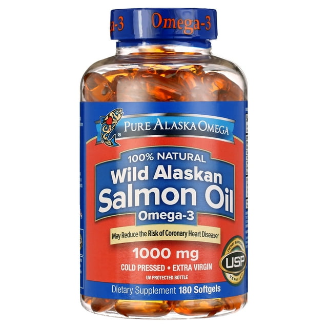 Pure Alaska Omega Wild Salmon Oil 1,000 mg Softgel, 180 Ct - Walmart.com