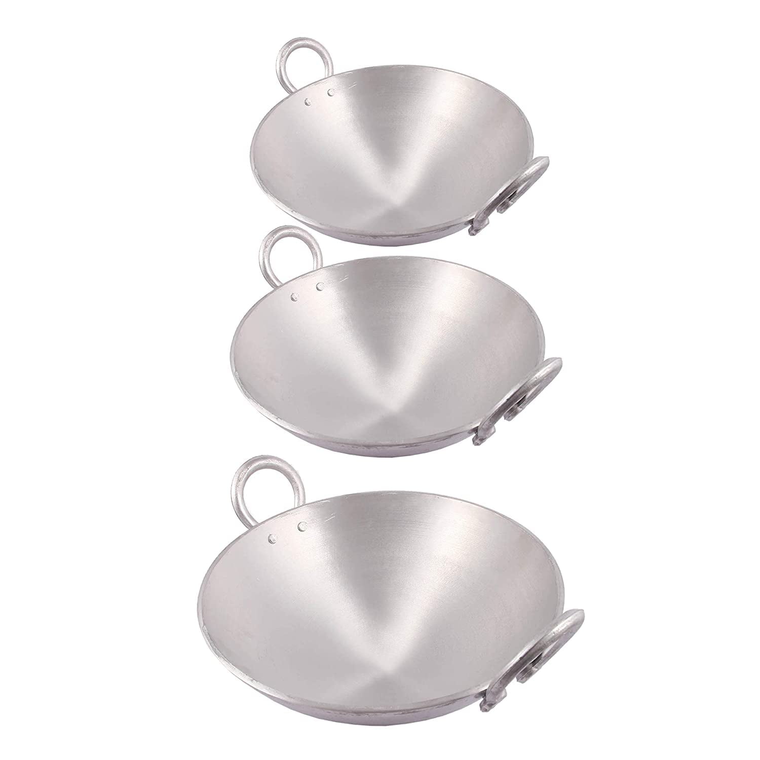 Pure Aluminium Kadhai, Kadai, Frying Pan For Cooking Deep Fry Combo Of 3 Kadai - 7 Liters, 8 ...