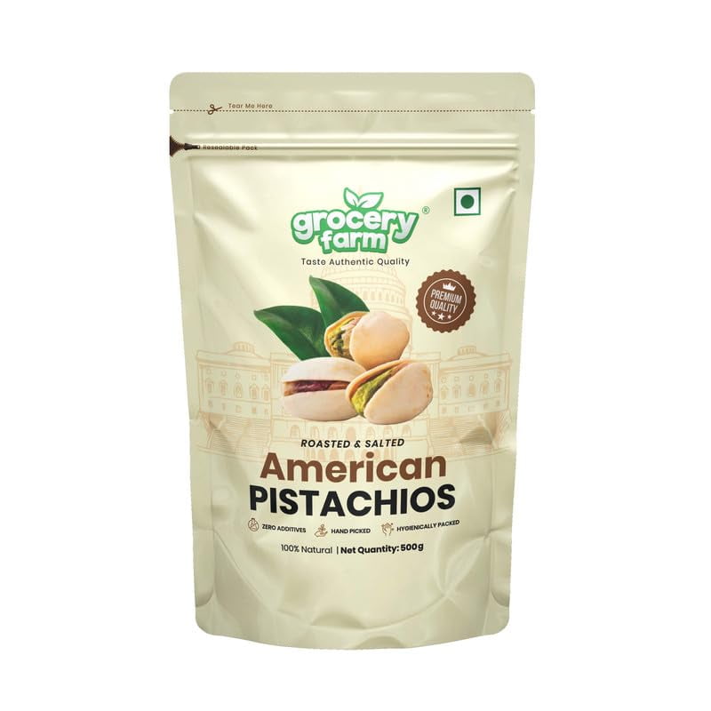 Pure American Roasted & Salted Pistachios By Grocery Farm's 500gm, | Healthy Nutrients Dry ...