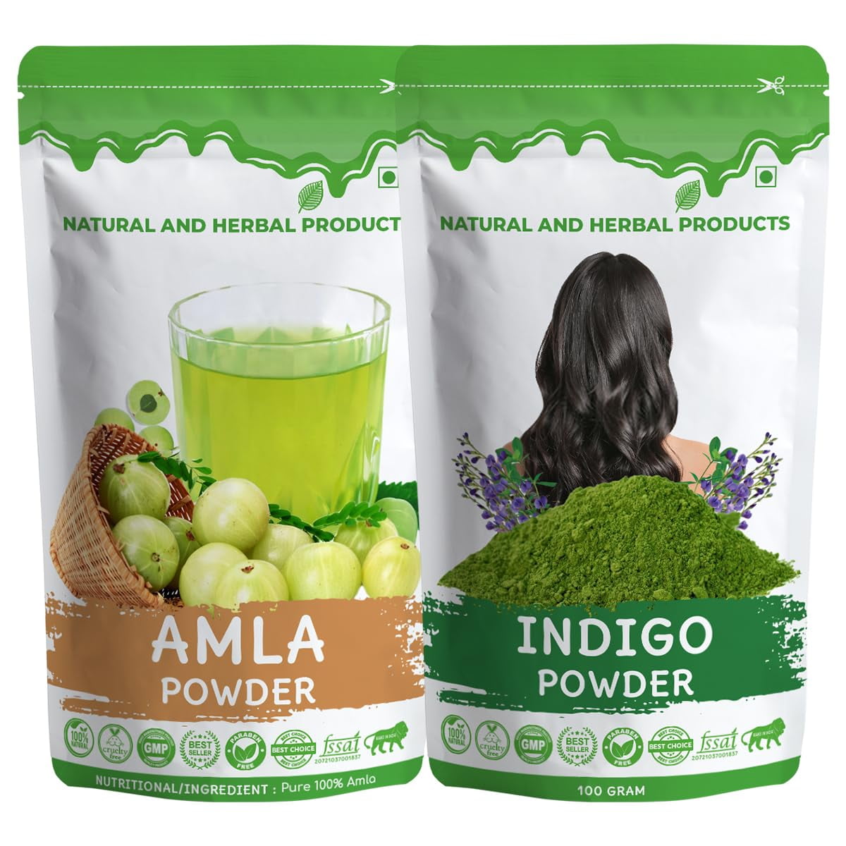 Pure Amla Indigo Powder Combo Black Hair Indigo Dye Mehndi Hair Care ...