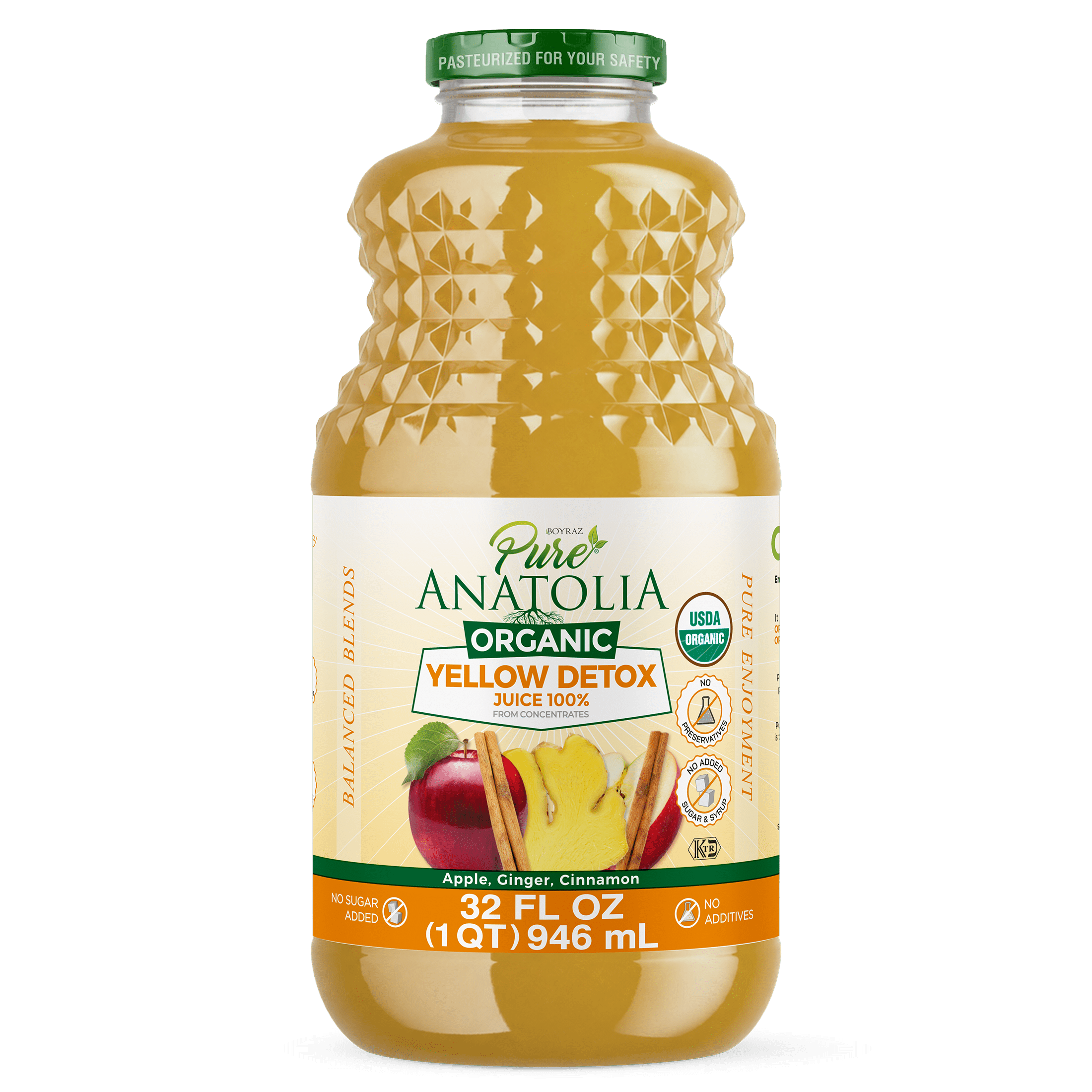 Pure Anatolia Organic Yellow Detox Juice, 32 Fl Oz Glass Bottle ...