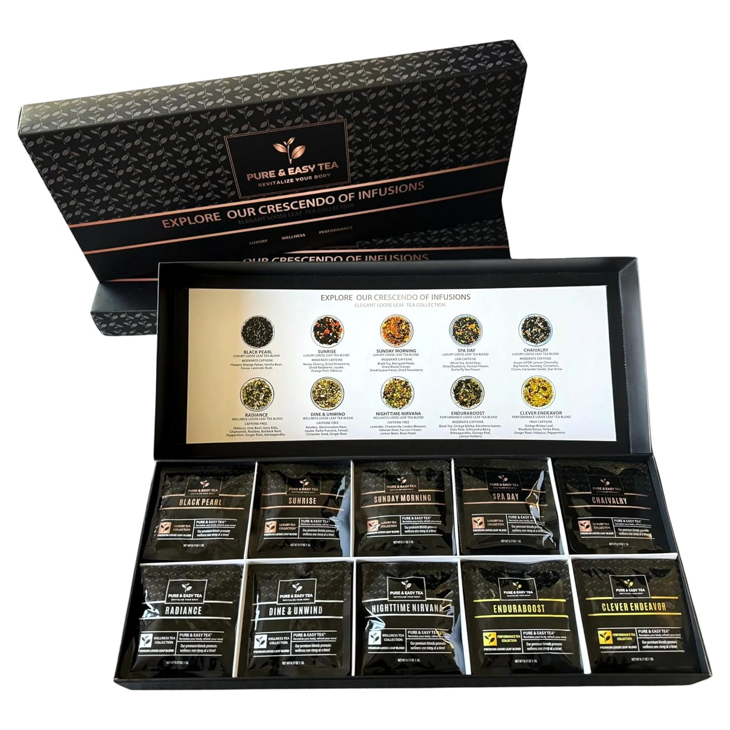 Pure And Easy Tea, Premium Tea Collection, 30 Count Sampler Set, 100% ...