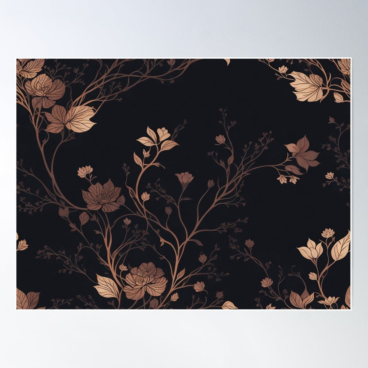 Pure And Simple Golden Leaf Poster Wall Art, Modern Wall Decor For ...