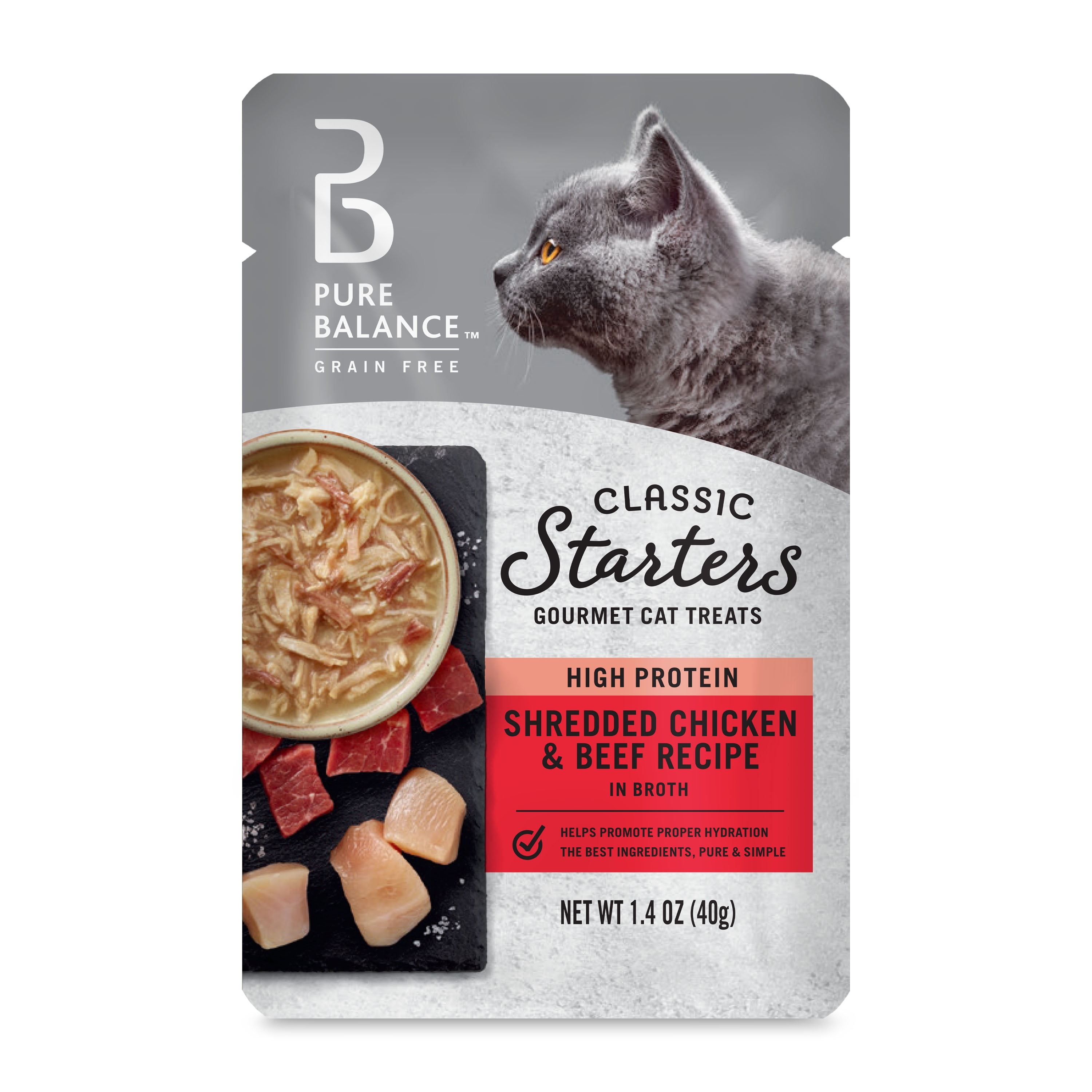 Pure Balance Shredded Chicken and Beef Recipe in Broth for Cats, 1.4 oz ...