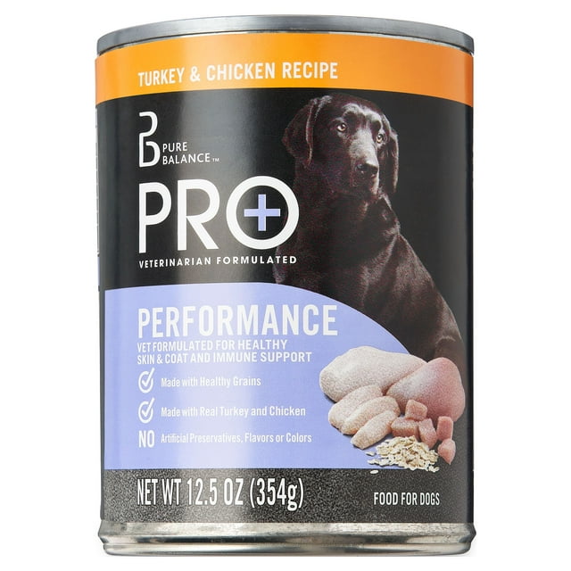 Pure Balance Pro+ Turkey & Chicken Recipe Wet Dog Food for Performance, 12.5 oz Can - Walmart.com