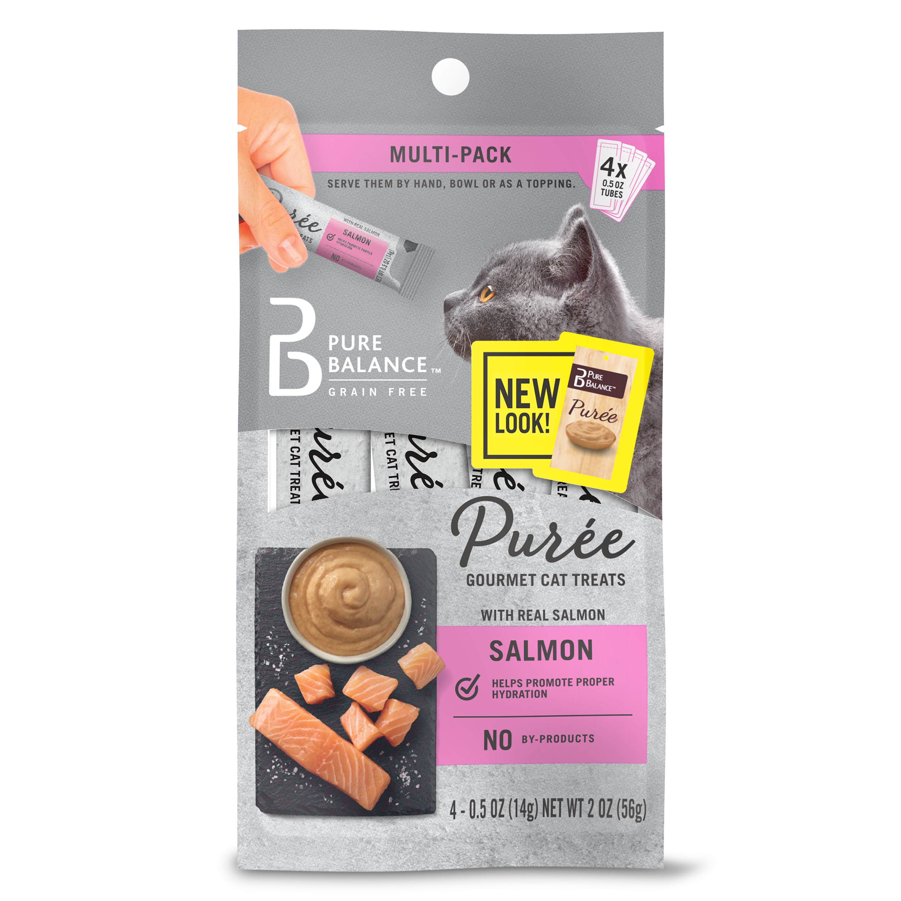 Pure Balance Salmon Puree Gourmet Cat Treats, 0.5 oz Tubes, 4 Count ...