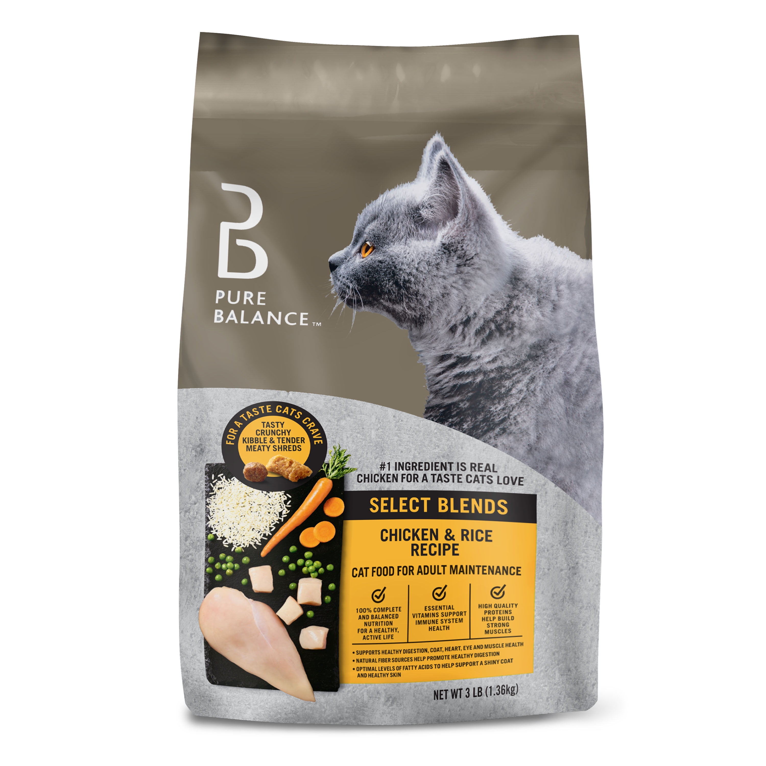 Pure Balance Select Blends Chicken & Rice Recipe Dry Cat Food, 7 lb ...