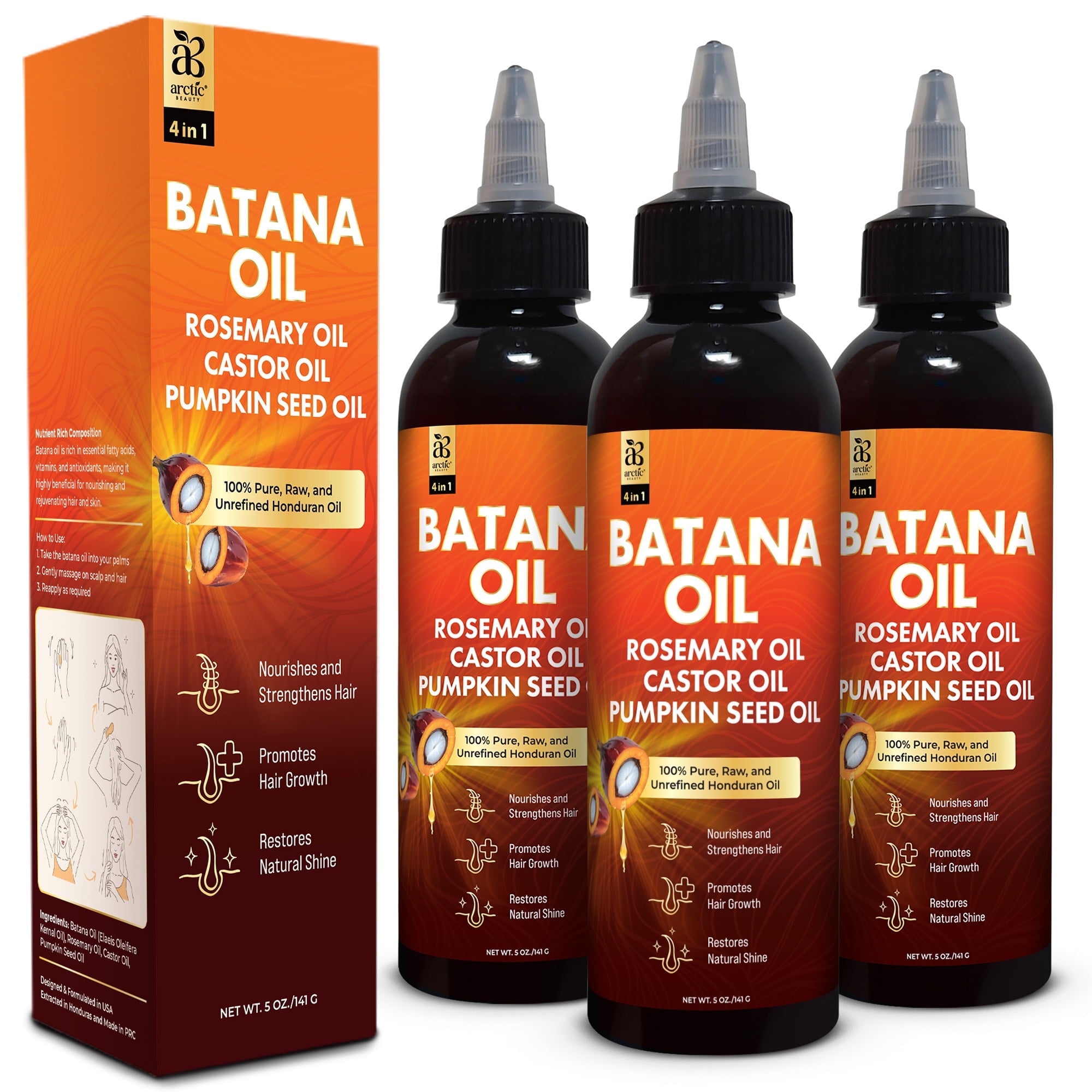 Pure Batana Oil for Hair Growth, 4-in-1 Unrefined Honduran Oil w ...