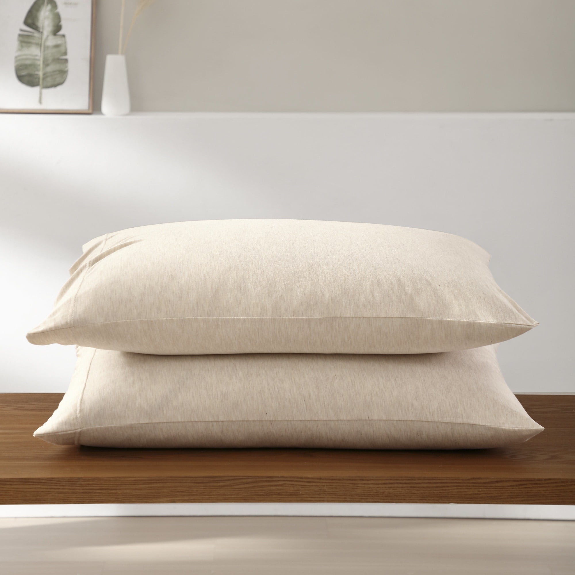 Pure Beech TENCEL Modal Jersey Knit Pillowcase Set Heather Oatmeal ...