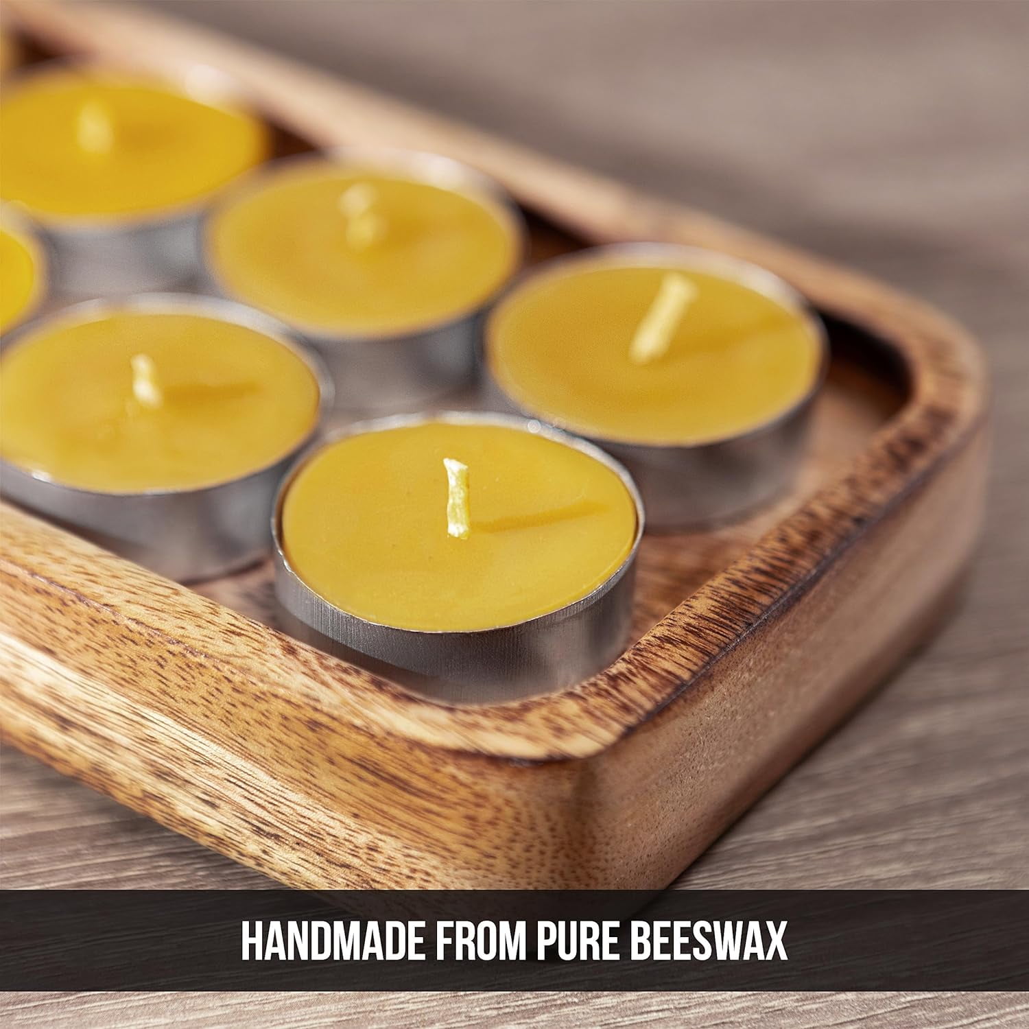 Pure Beeswax Tealight Candle Set of 48-3 Hours Lasting Smokeless ...