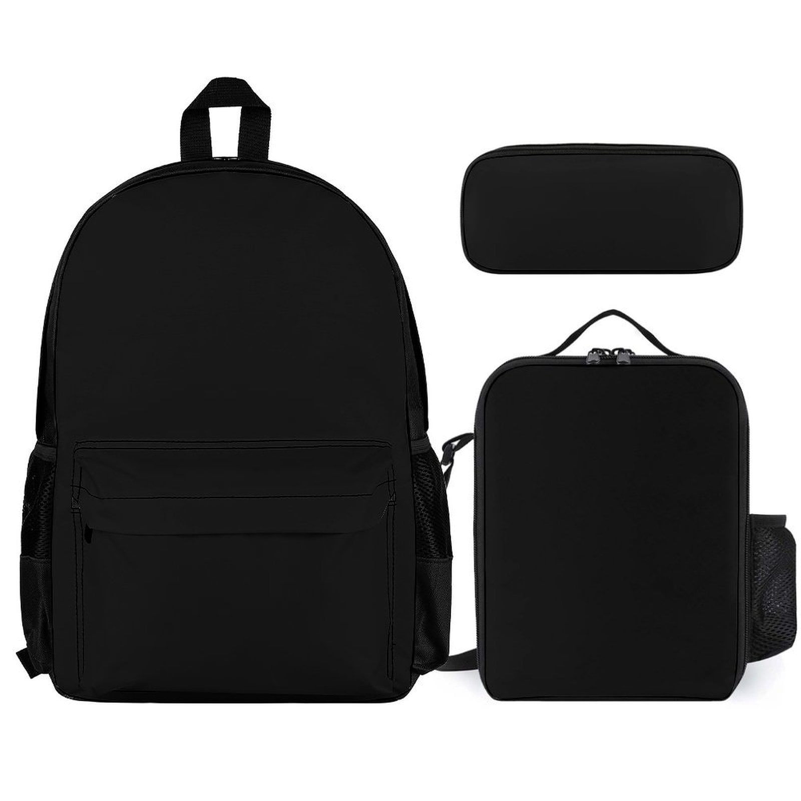 Pure Black Backpack Set Lightweight Backpack Book Bag Backpack 3pcs ...