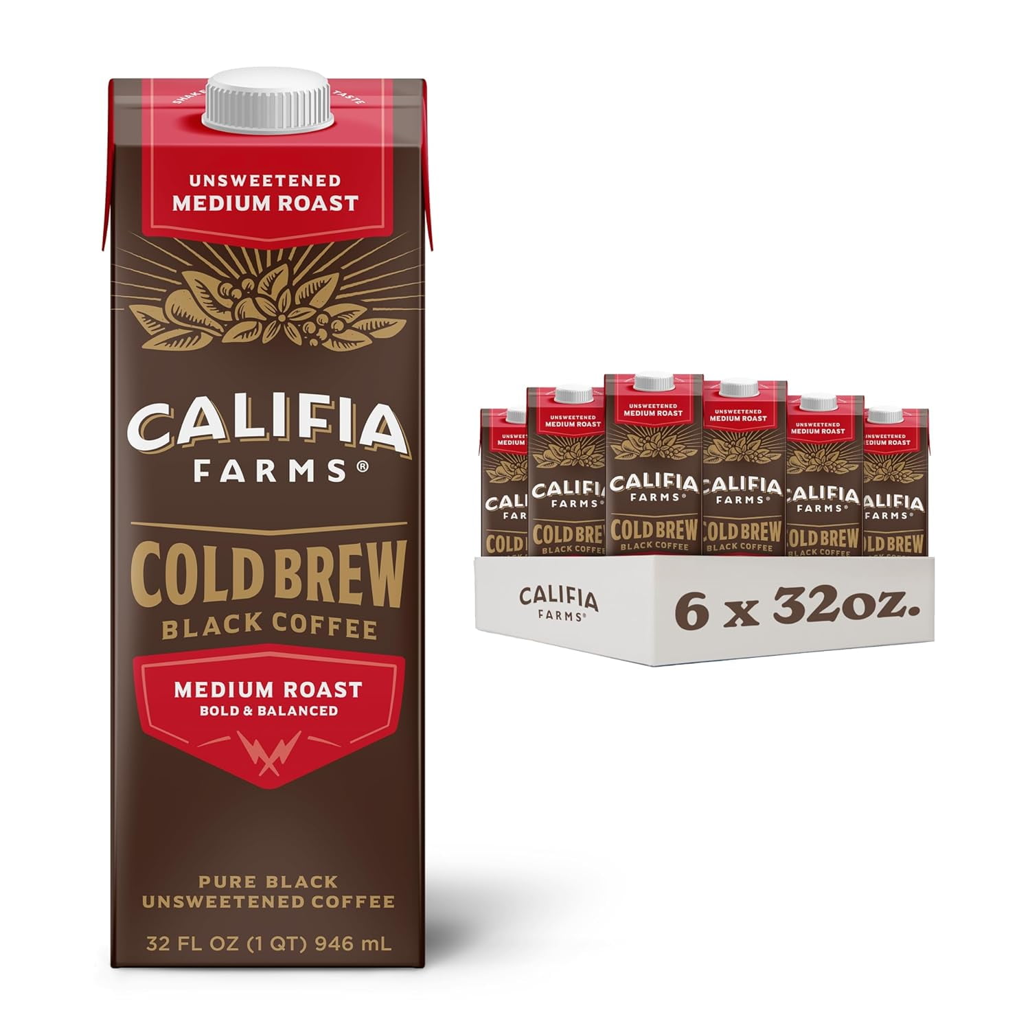 - Pure Black Medium Roast Cold Brew Coffee, 32 Oz Pack of 6., 100% ...