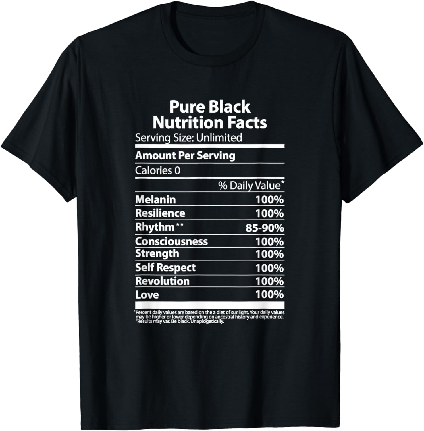 Pure Black Nutritional Facts T-Shirt | BLM Movement Tee - Walmart.com