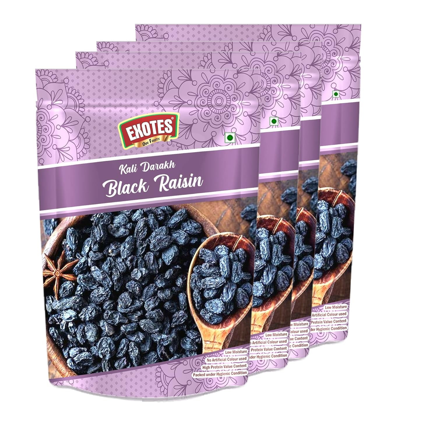 Pure Black Raisins (Kali Darakh) By Exotes 1kg, (250gm * Pack Of 4 ...