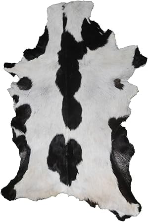 Pure Black & White Goat Hide, Soft Goat Skin Rug, Hair on Leather Hide ...