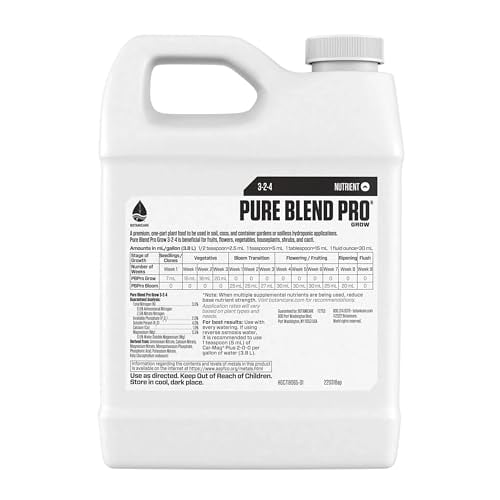 Pure Blend Pro Grow, Nutrient, 3-2-4, qt. - Walmart.com