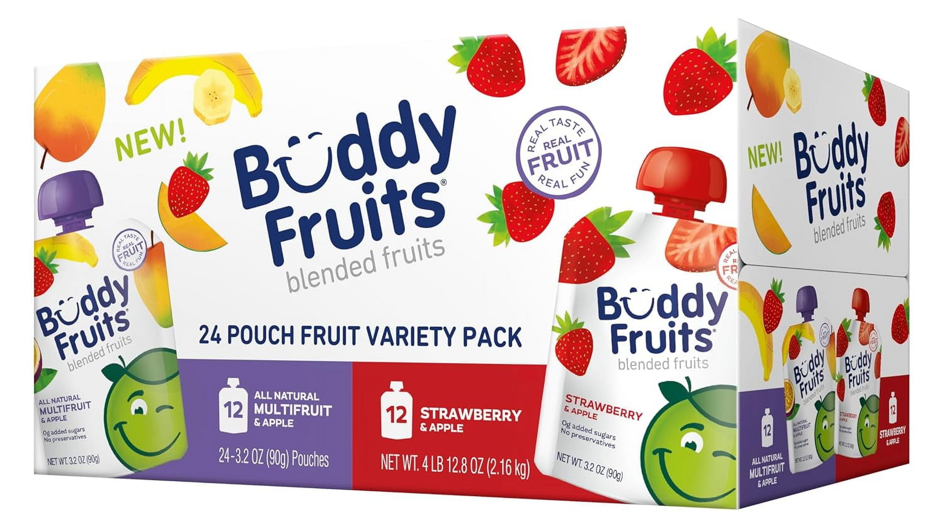 Pure Blended Fruit Snack To Go Variety Pack, Multifruit Strawberry ...